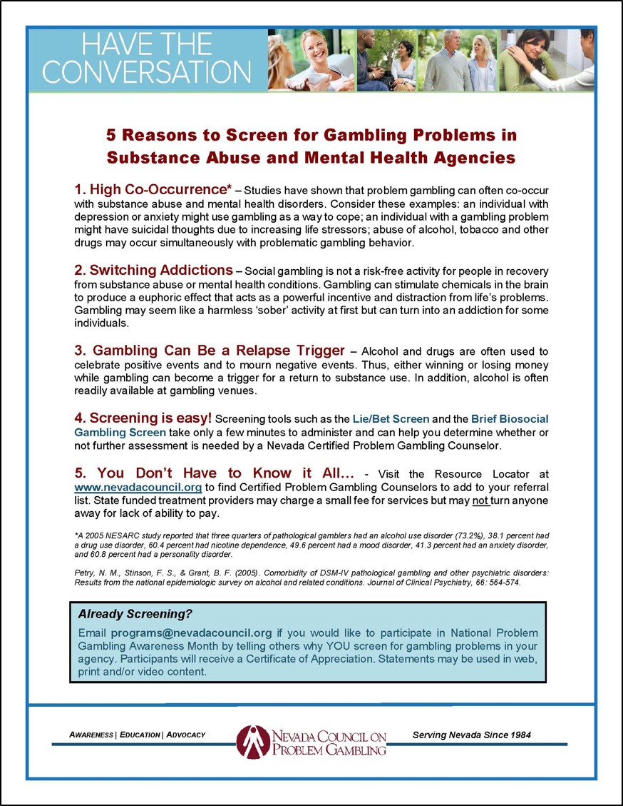 Problem Gambling Awareness Month - Nevada Council on Problem Gambling
