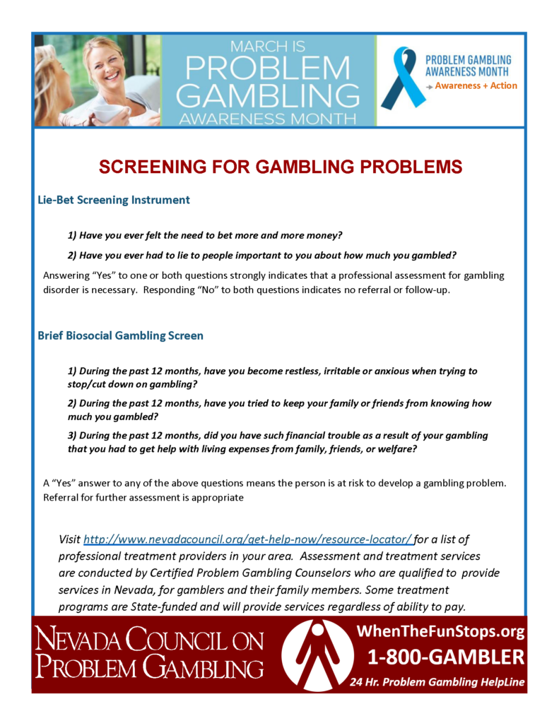 Problem Gambling Awareness Month - Nevada Council on Problem Gambling